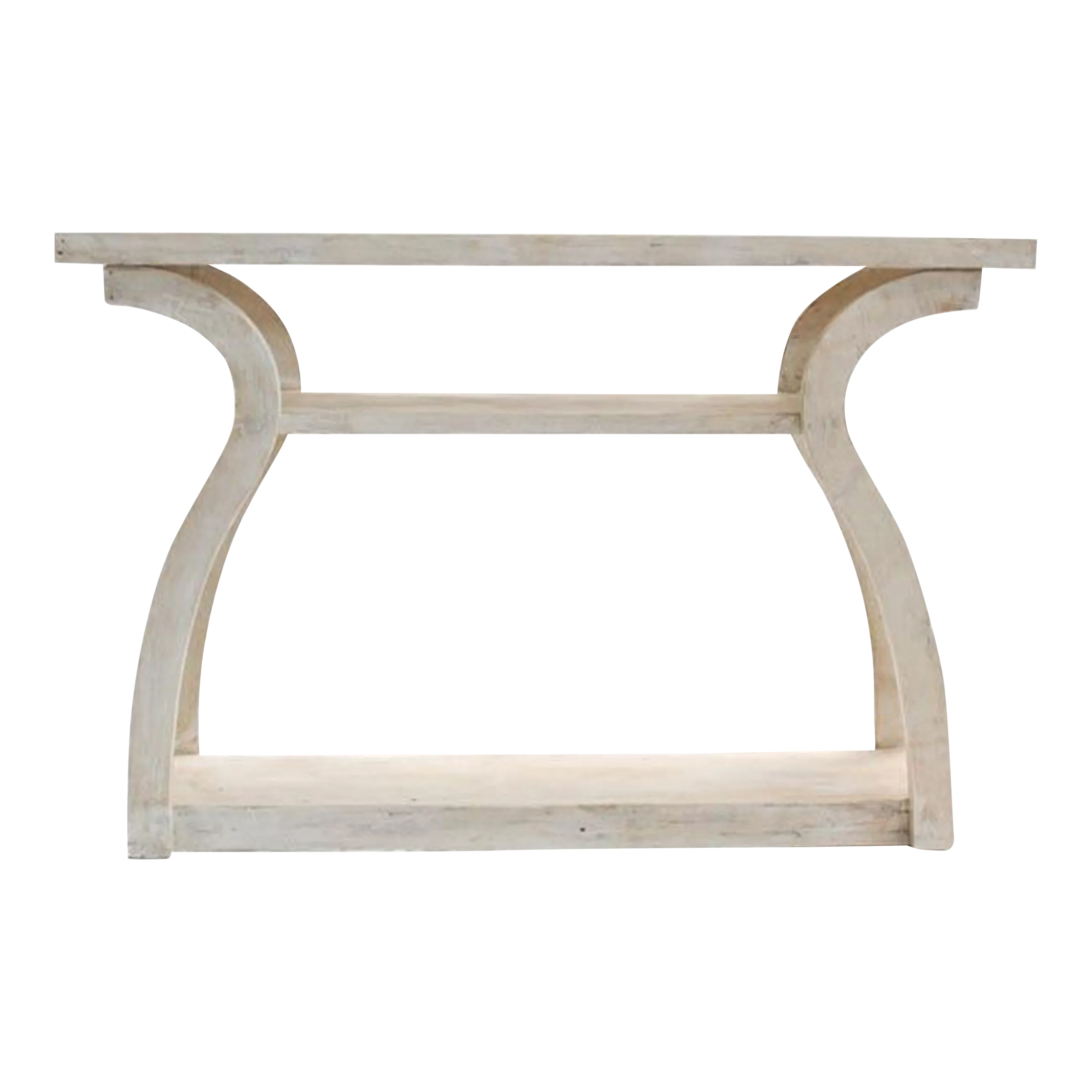 White Console Table With Shelf / Classic Curved Design/ White | Chairish