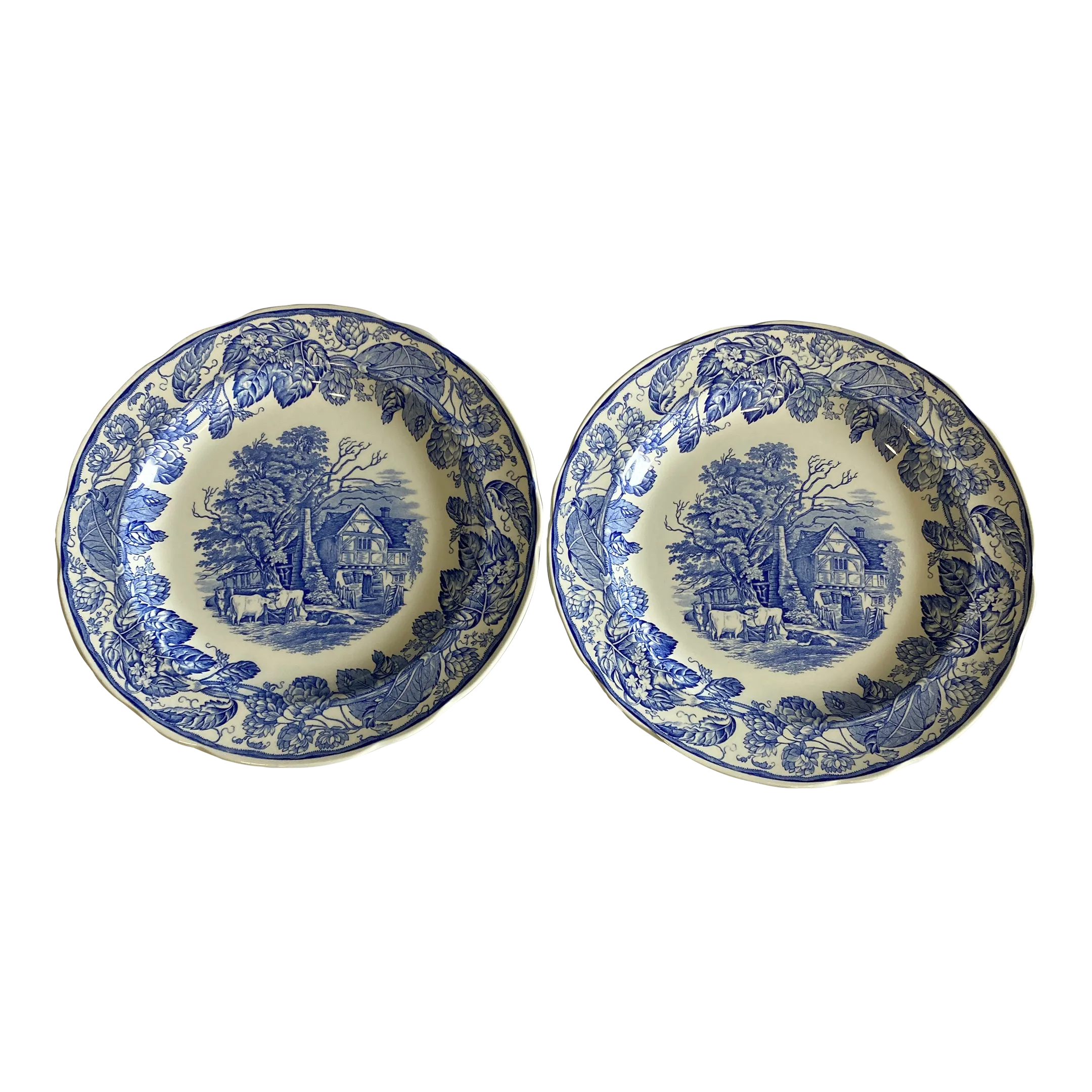 1990s Spode Rural Scenes Decorative Plates - A Pair | Chairish