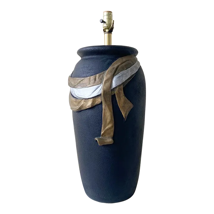 Postmodern Black With Gold and Silver Ribbon Table Lamp by Lee Reynolds ...