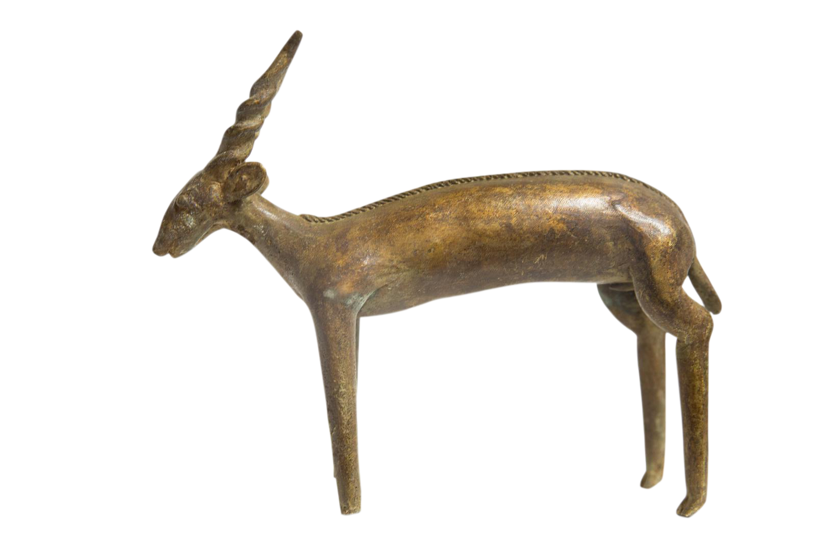 Large Spiral Horned Antelope Imperfect Vintage African Bronze Sculpture ...