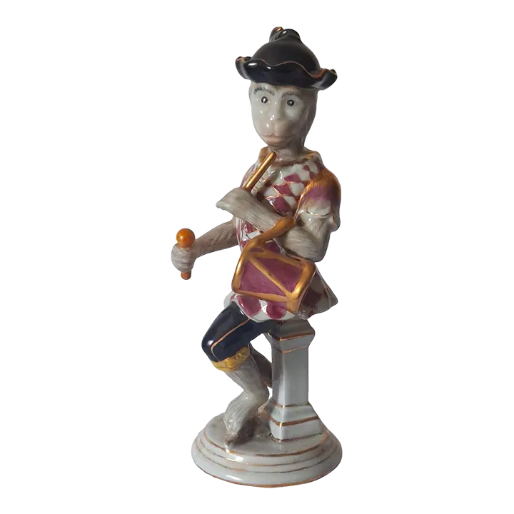 Early 21st Century Singerie Motif Porcelain Figure | Chairish