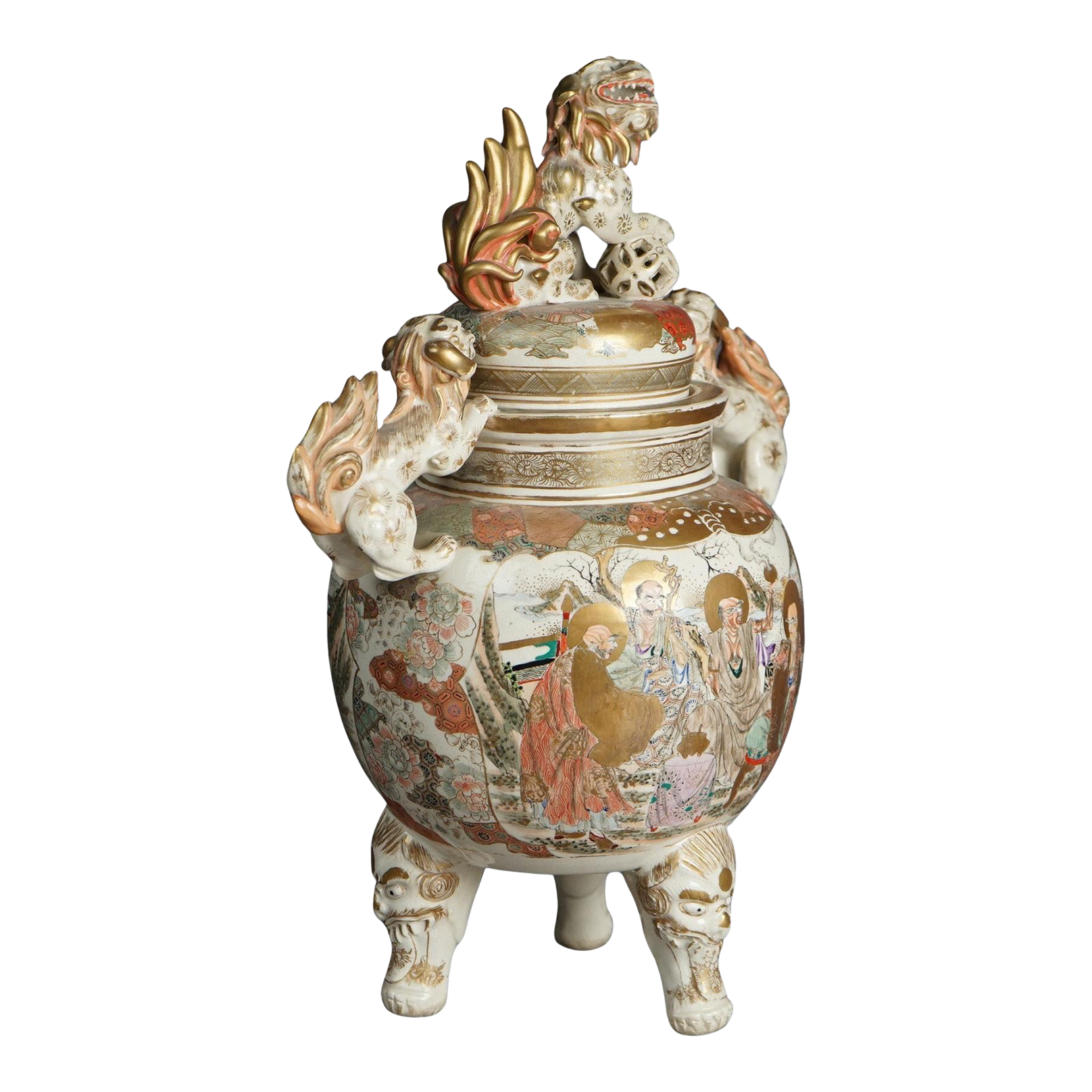Antique Japanese Hand Painted & Gilt Figural Censor Urn Circa 1920 ...