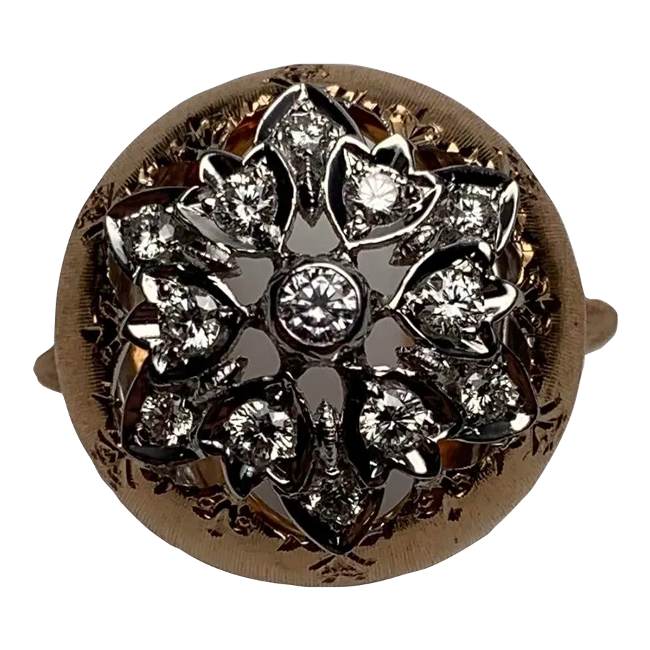 Rose Gold Florentine Diamond Ring Size 6.5 | Chairish