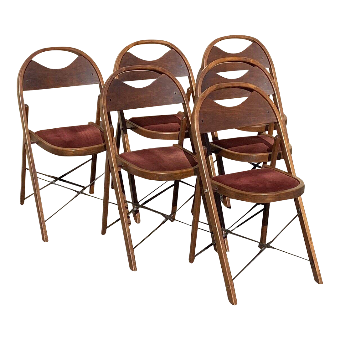 Vintage Art Deco Wooden Theatre Folding Chairs by General Sales Co ...