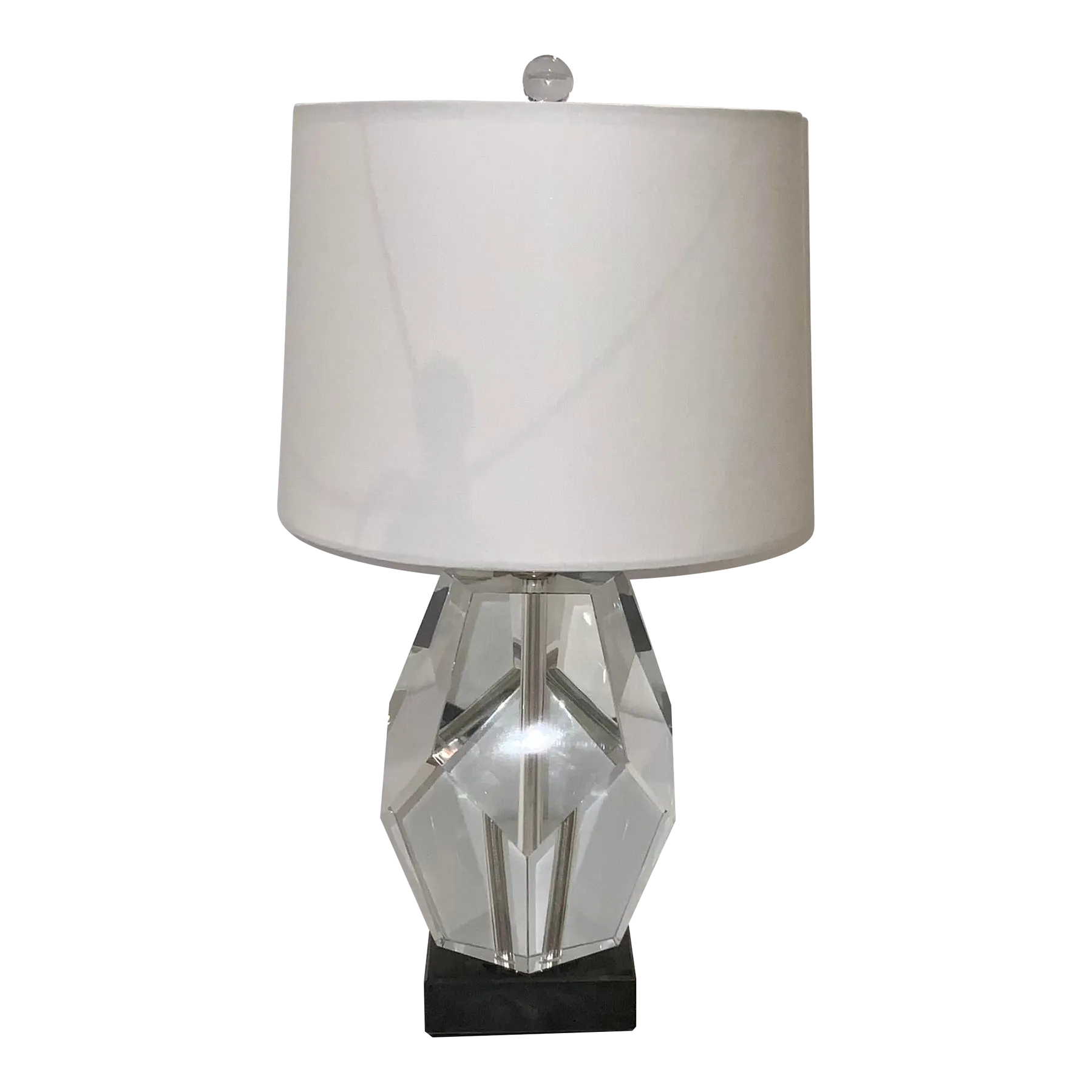 Global Views Modern Faceted Crystal Block Table Lamp | Chairish