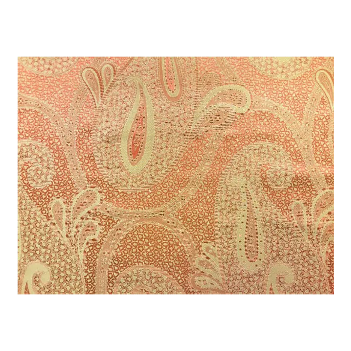 Coral Silk Beige Brocade Damask Paisley Upholstery Drapery Fabric ...
