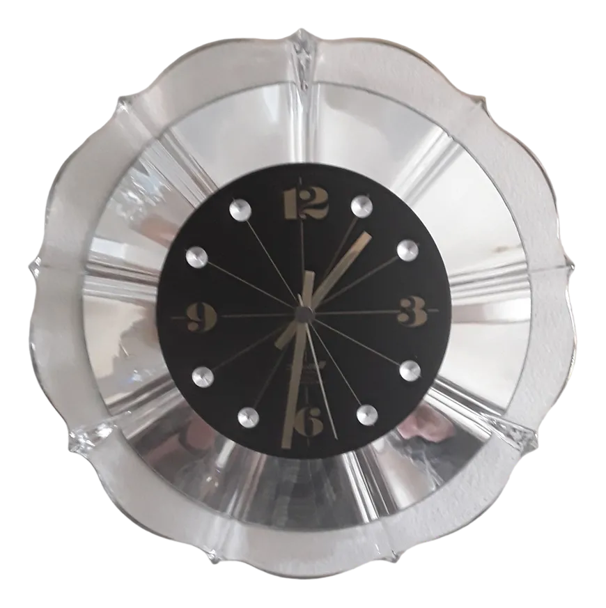 Vintage German Crystal Wall Clock with Black Dial by Joska, 1970s ...