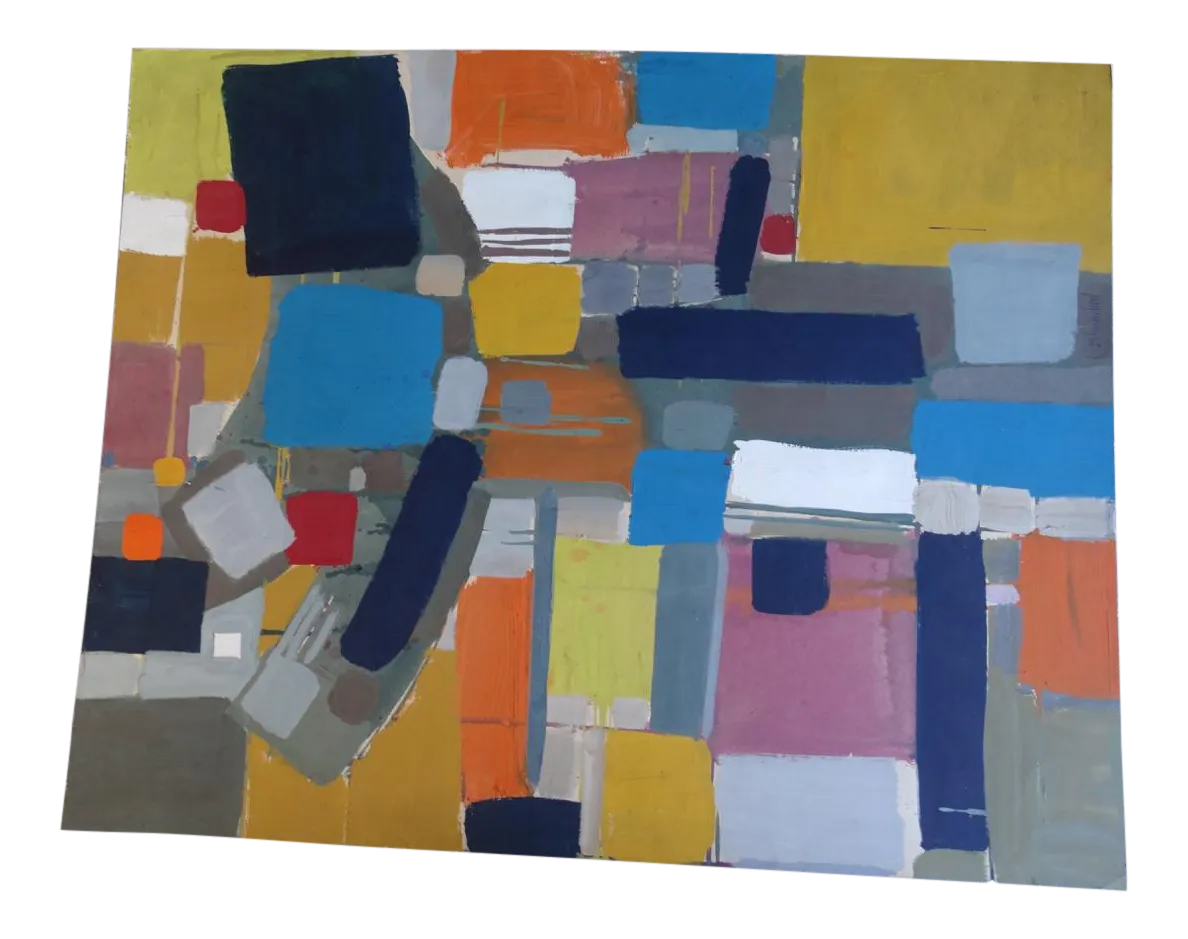 1960s Abstract Acrylic Painting on Paper by Jae Carmichael | Chairish