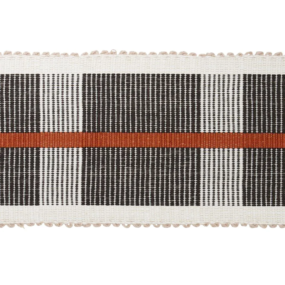 Schumacher x Stephanie Seal Brown Calcada Tape Wide Trim in Rust | Chairish