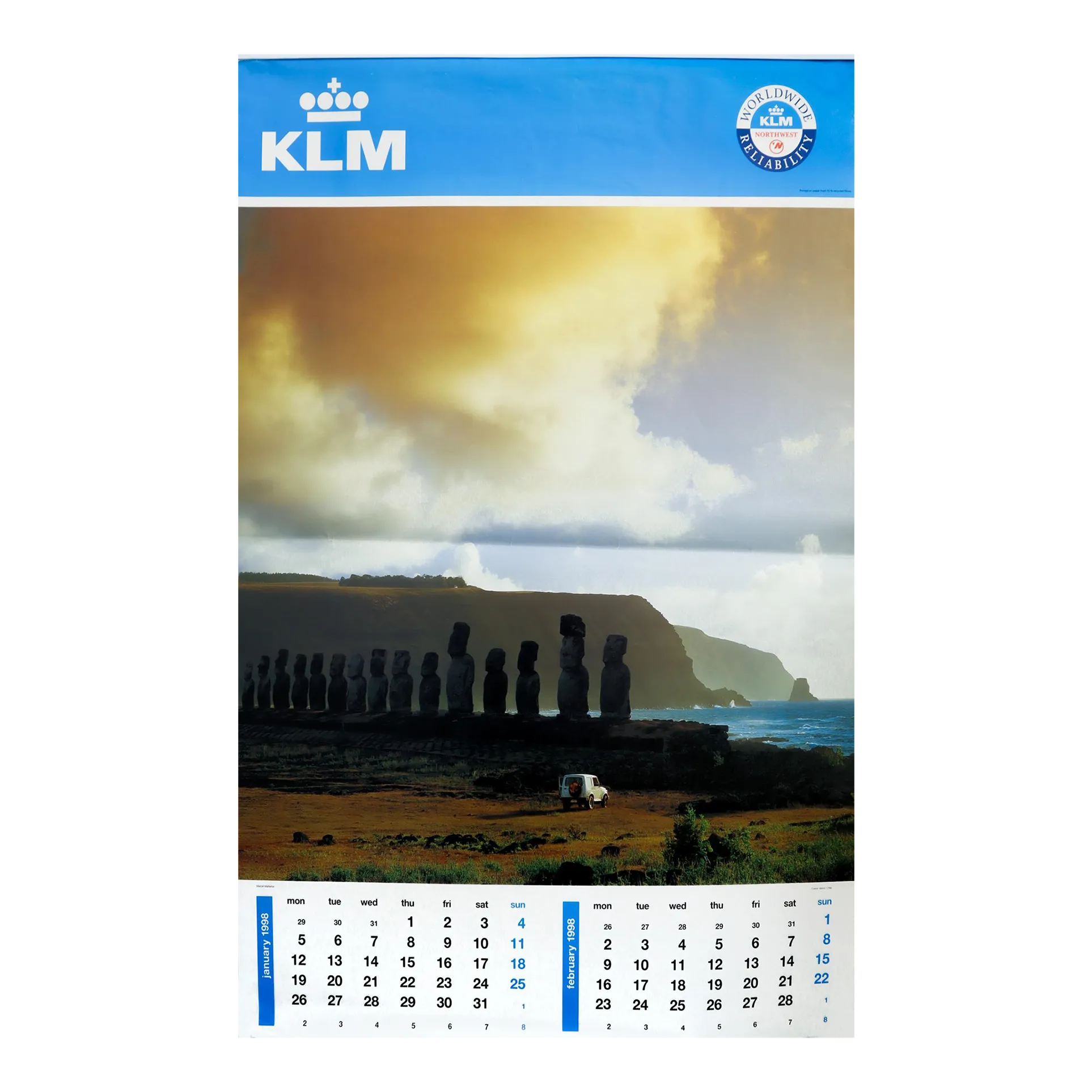 1998 Dutch Travel Calendar, Klm Worldwide (Complete) | Chairish