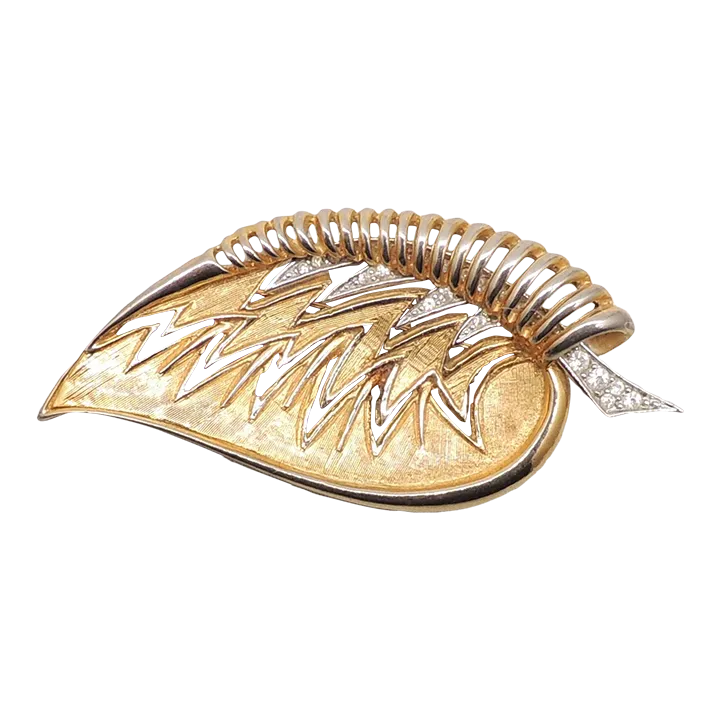 Vintage Circa 1965 Signed Boucher Modernist Goldtone Clear Rhinestone ...