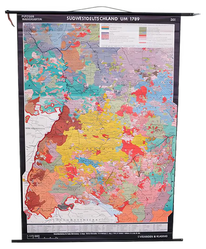 School Wall Map of South West Germany by Putzger for Velhagen & Klasing ...
