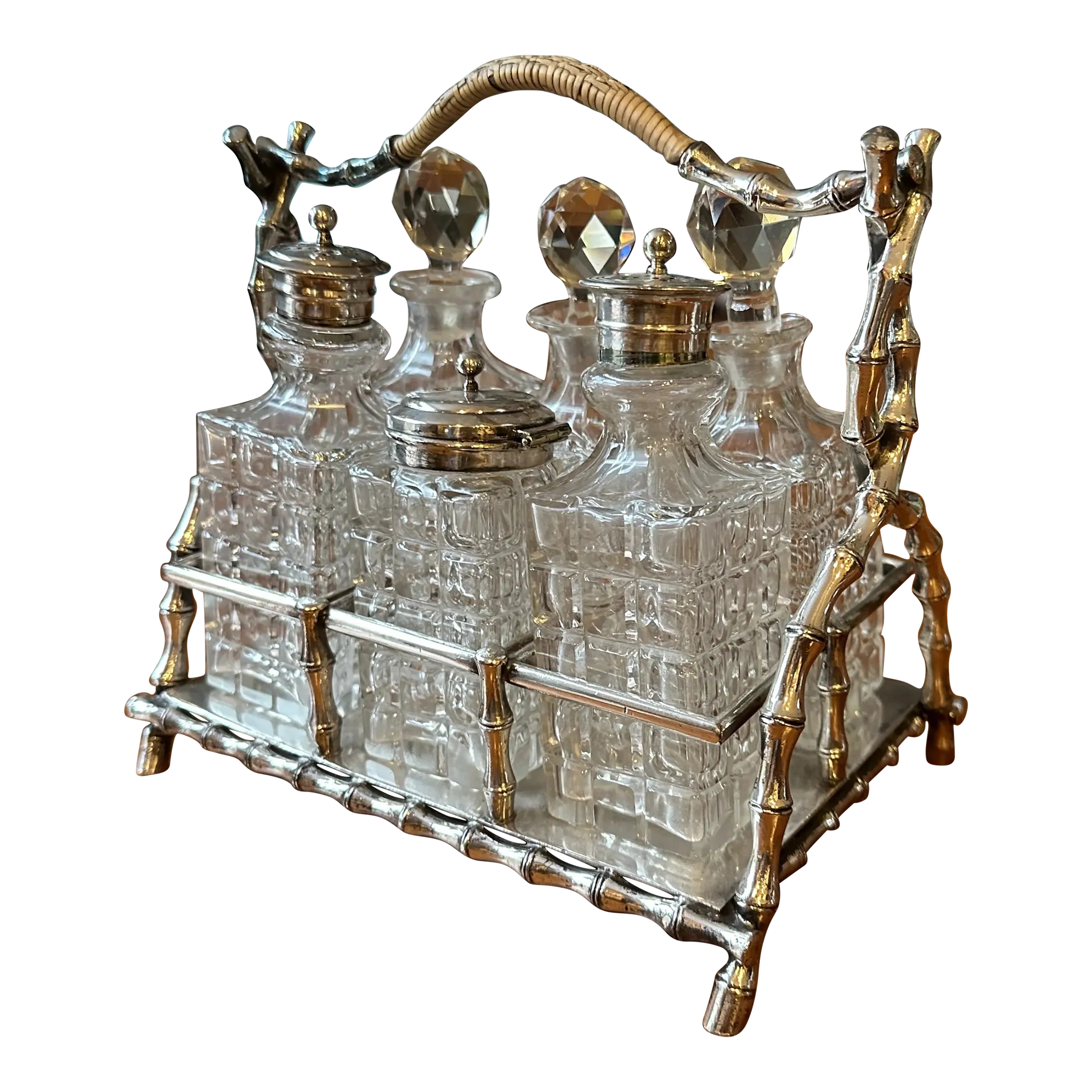 Late 19th Century Victorian English Bamboo Form Sheffield Silver Plate ...