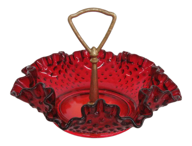 Collectibles Art & Collectibles Ruby red Fenton hobnail glass pedestal ...