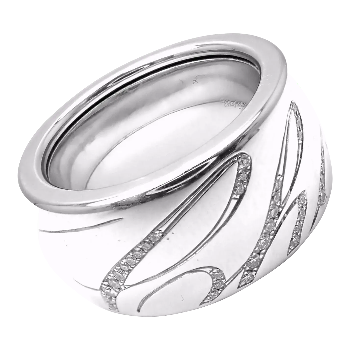 Chopard Chopardissimo 18k White Gold Diamond Signature Band Ring Size 6 ...