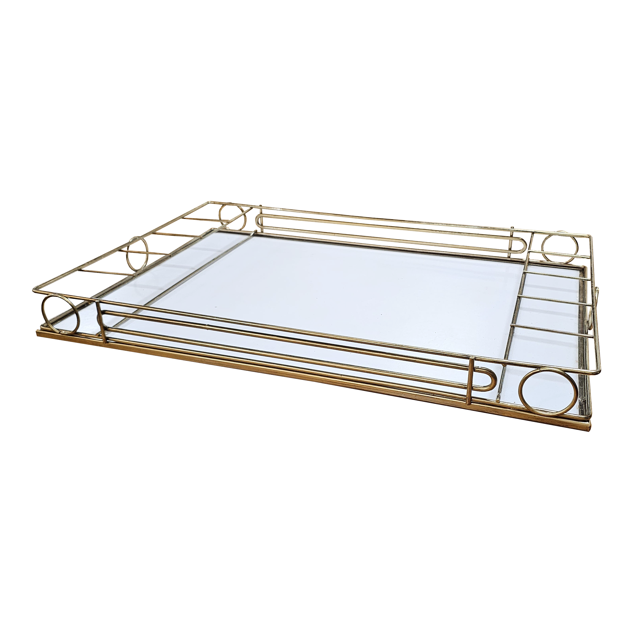 Mid Century Modern Portable Brass Tabletop Bar Tray | Chairish