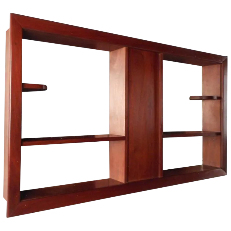 Mid-Century Modern Walnut and Mirrored Shadow Box | Chairish