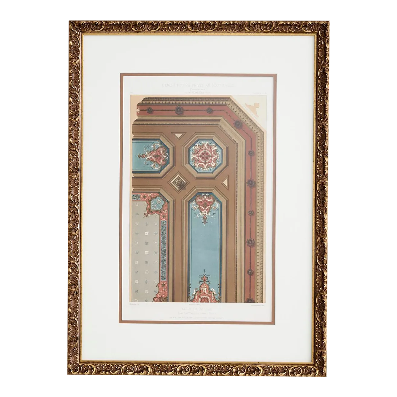 Antique French Print, Salon De Billards Ceiling Blueprint, Paris | Chairish