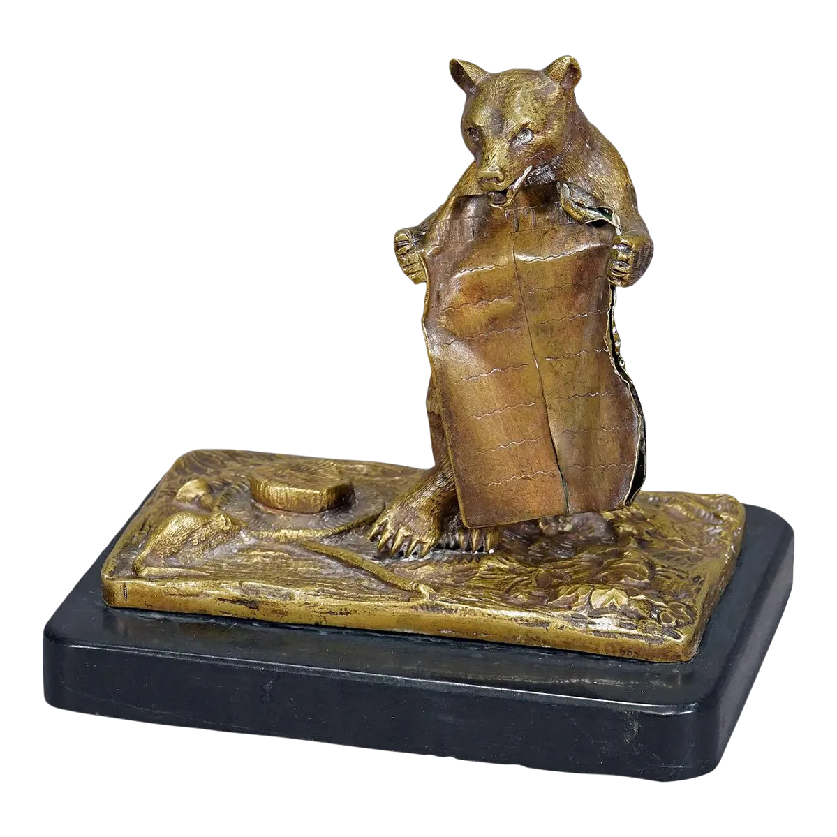 Antique Vienna Bronze Bear With Blanket | Chairish