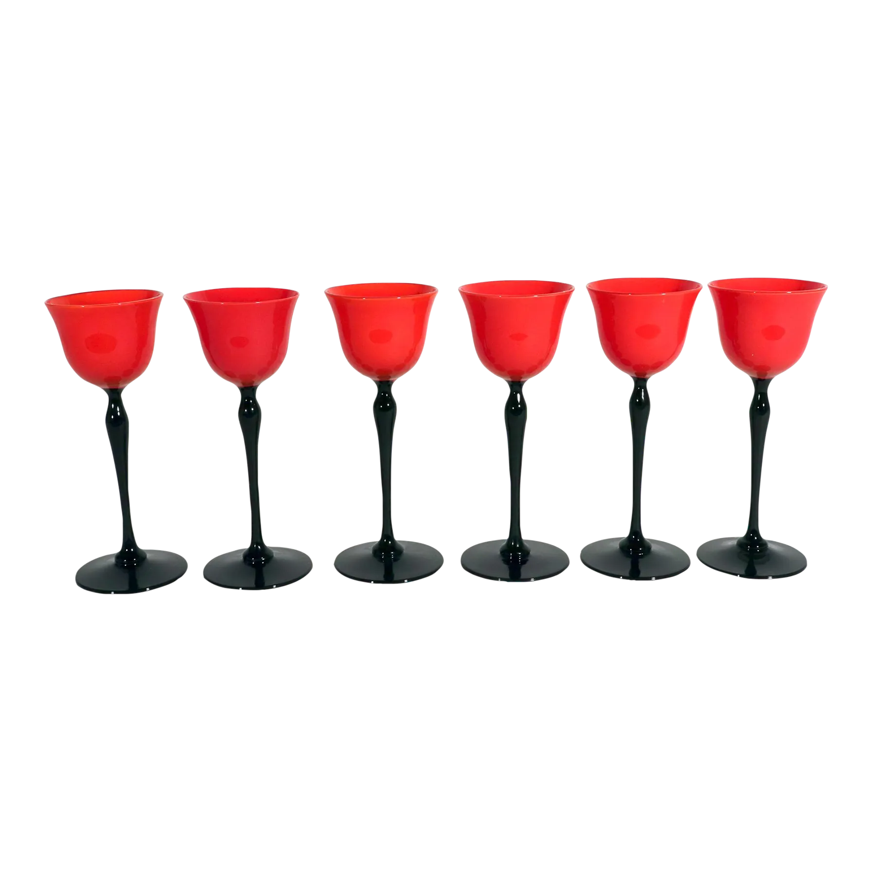 Bohemian Art Deco Tango Set of Six Glasses, Loetz or Harrach | Chairish