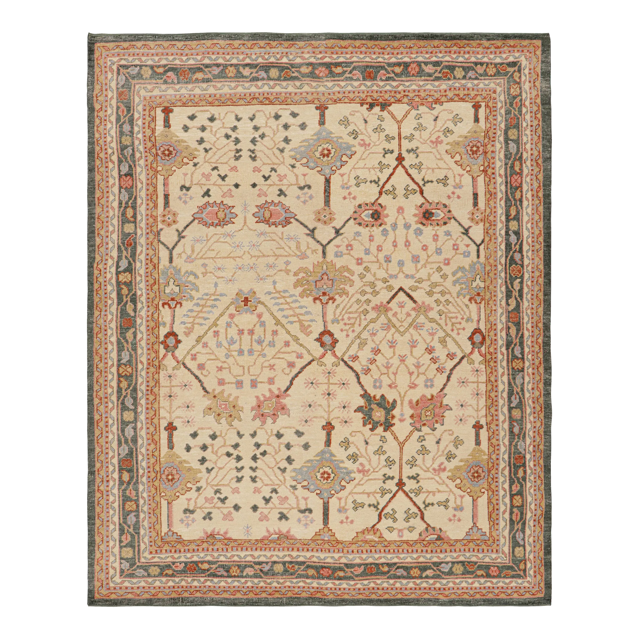 Rug & Kilim’s Oushak Style Rug in Beige-Brown With Colorful Floral ...