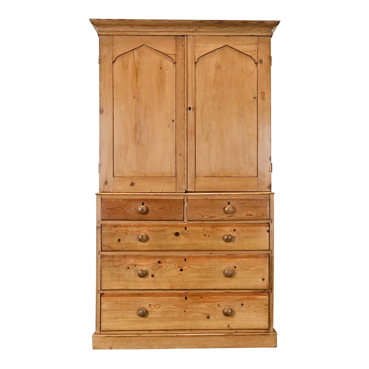 English 19th Century Pine Linen Press | Chairish