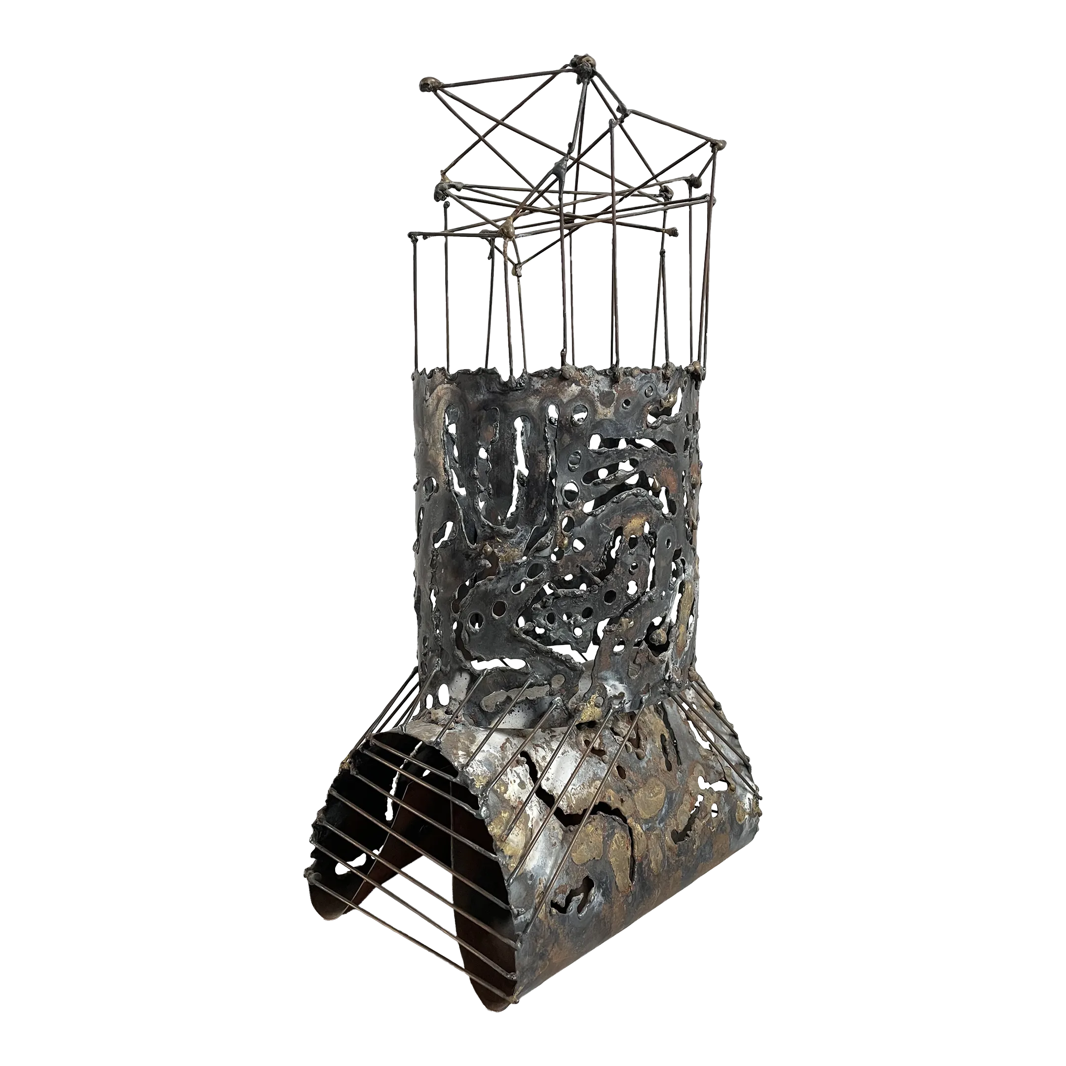 Vintage Brutalist Abstract Welded Architectural Metal Tower Sculpture ...