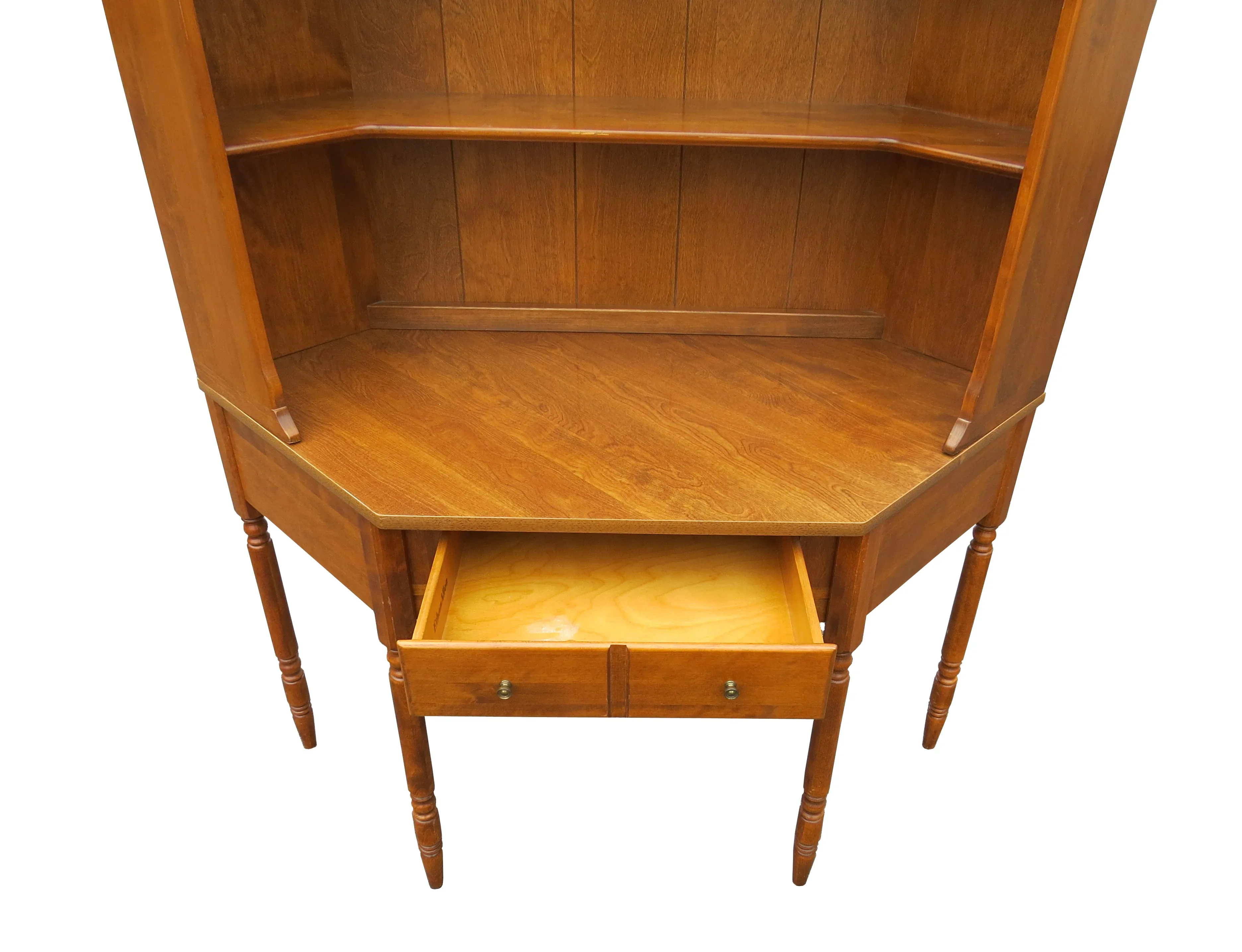 Vintage Ethan Allen Corner Desk With Bookcase Hutch
