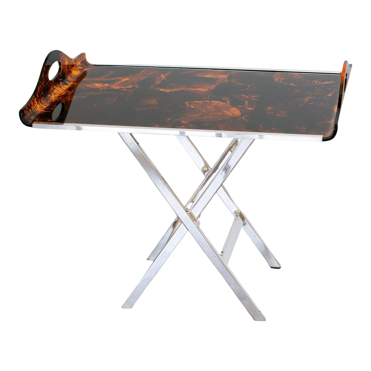 Christian Dior 1960s Folding Tray Table Tortoiseshell Lucite and Silver ...