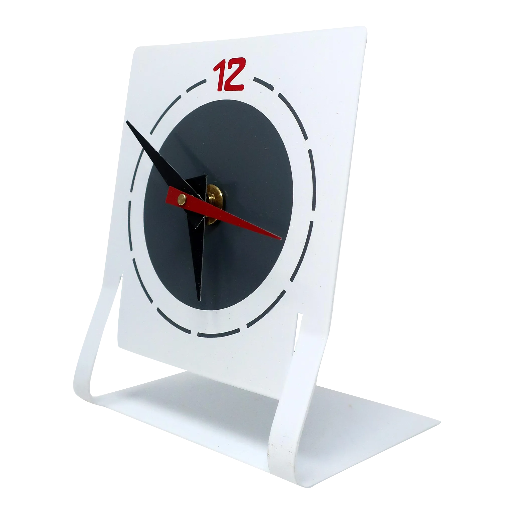 1980s White Metal Desk Clock by Time Square | Chairish