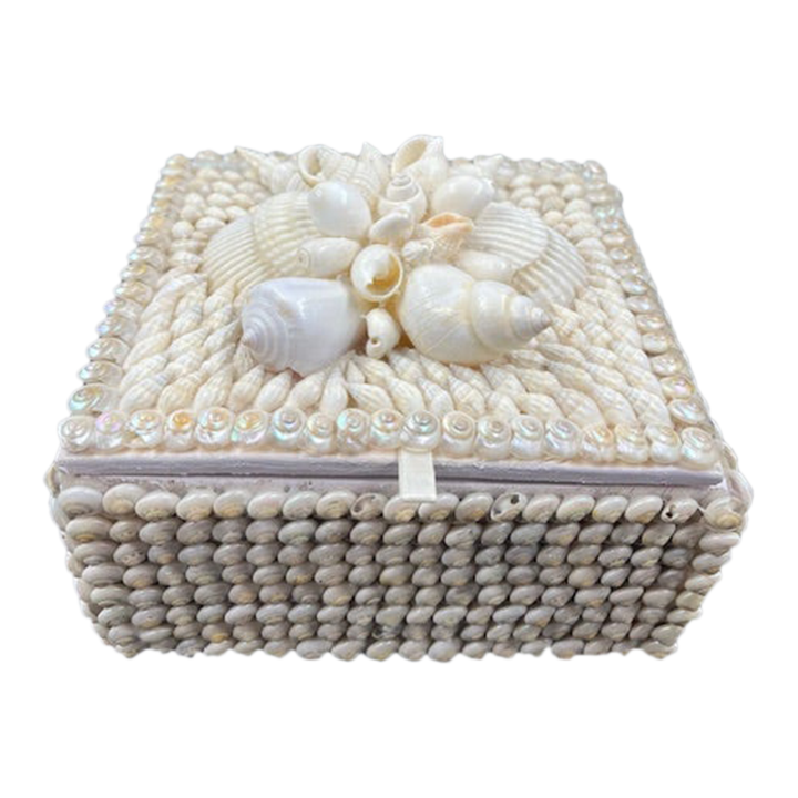 Mid 20th Century Seashell Covered Trinket/Jewel Box With Lid | Chairish