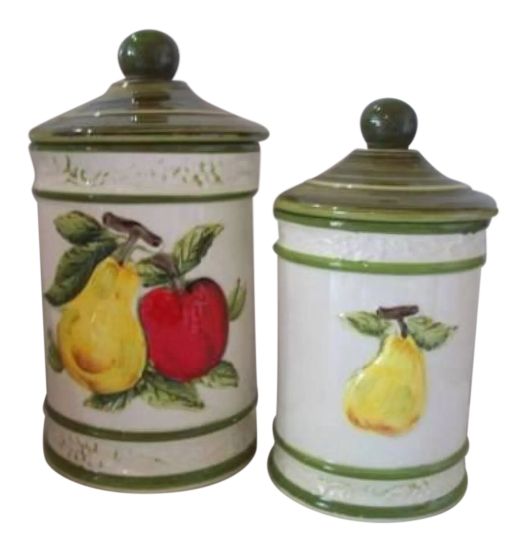 1960s Vintage Fruit Design Porcelain Ceramic Jars - a Pair | Chairish