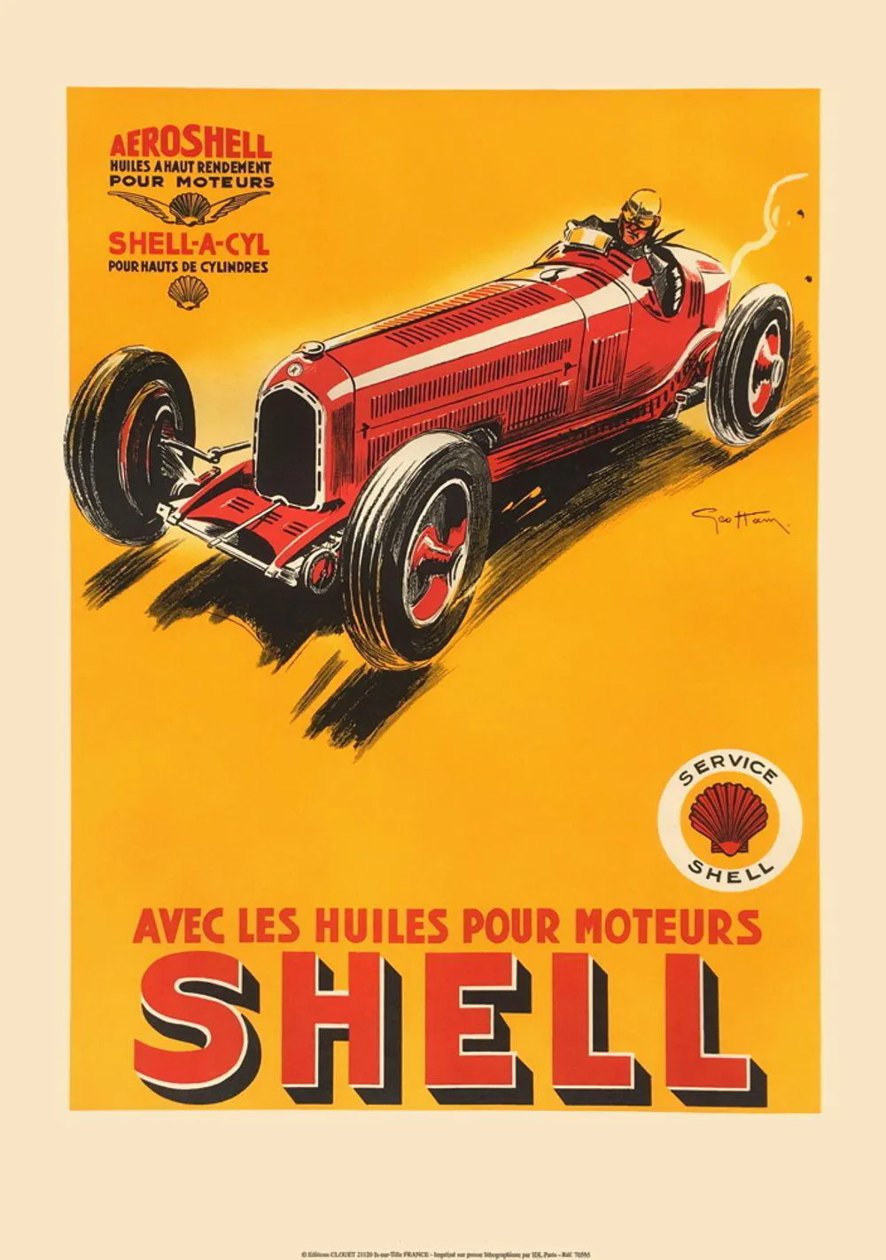 1990s After Géo Ham Shell Motor Oil 1930s Advertising Poster | Chairish