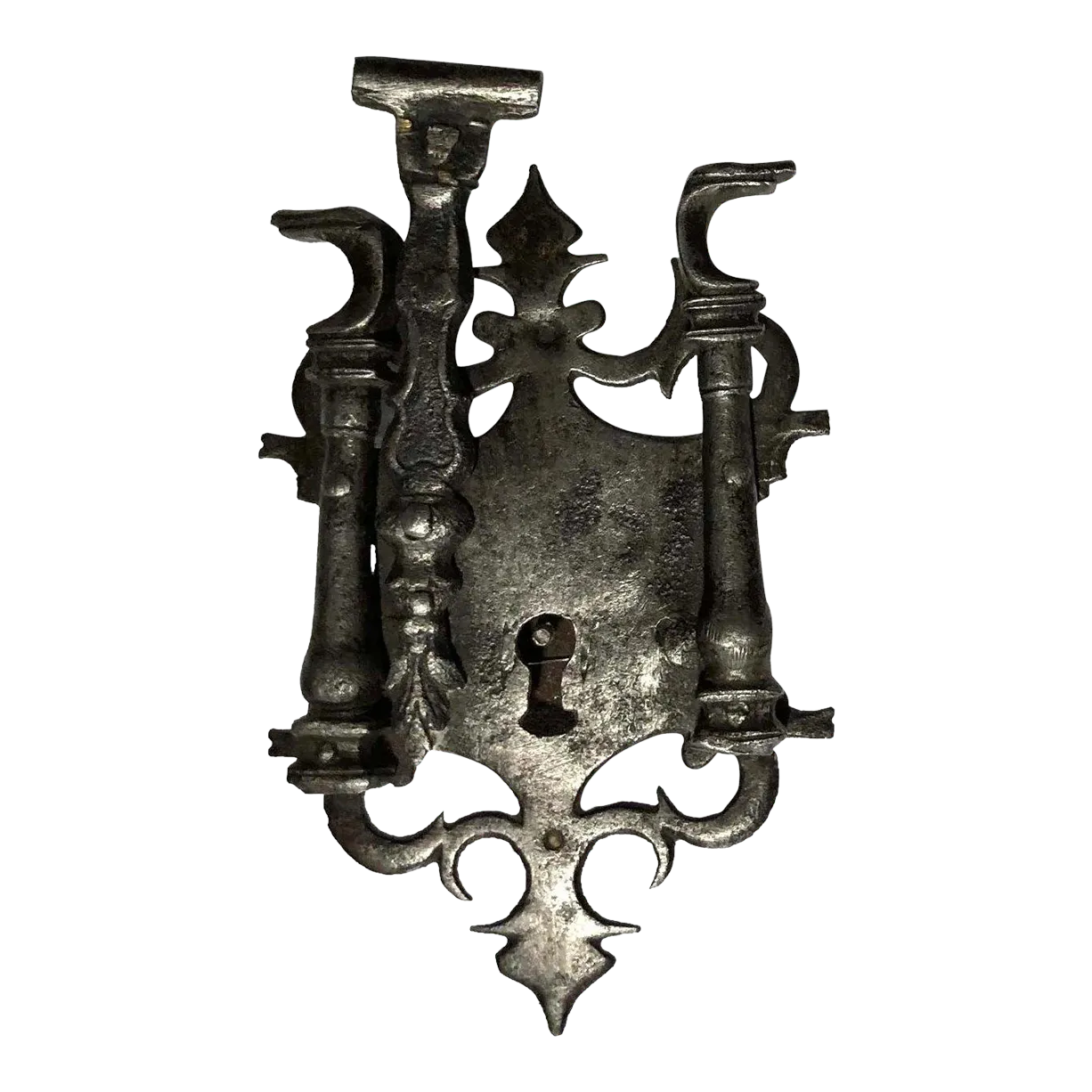 17th Century Spanish Baroque Iron Lock Box and Escutcheon | Chairish
