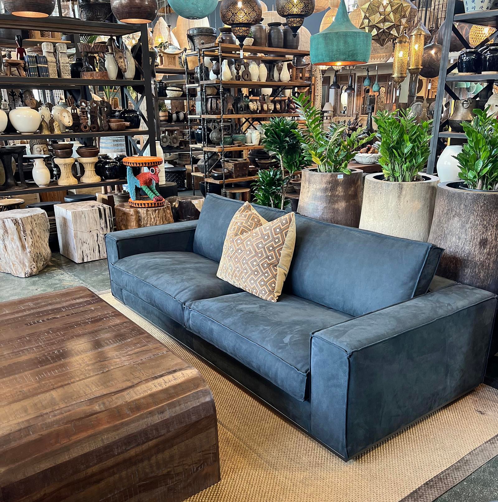 Grey nubuck leather sofa store