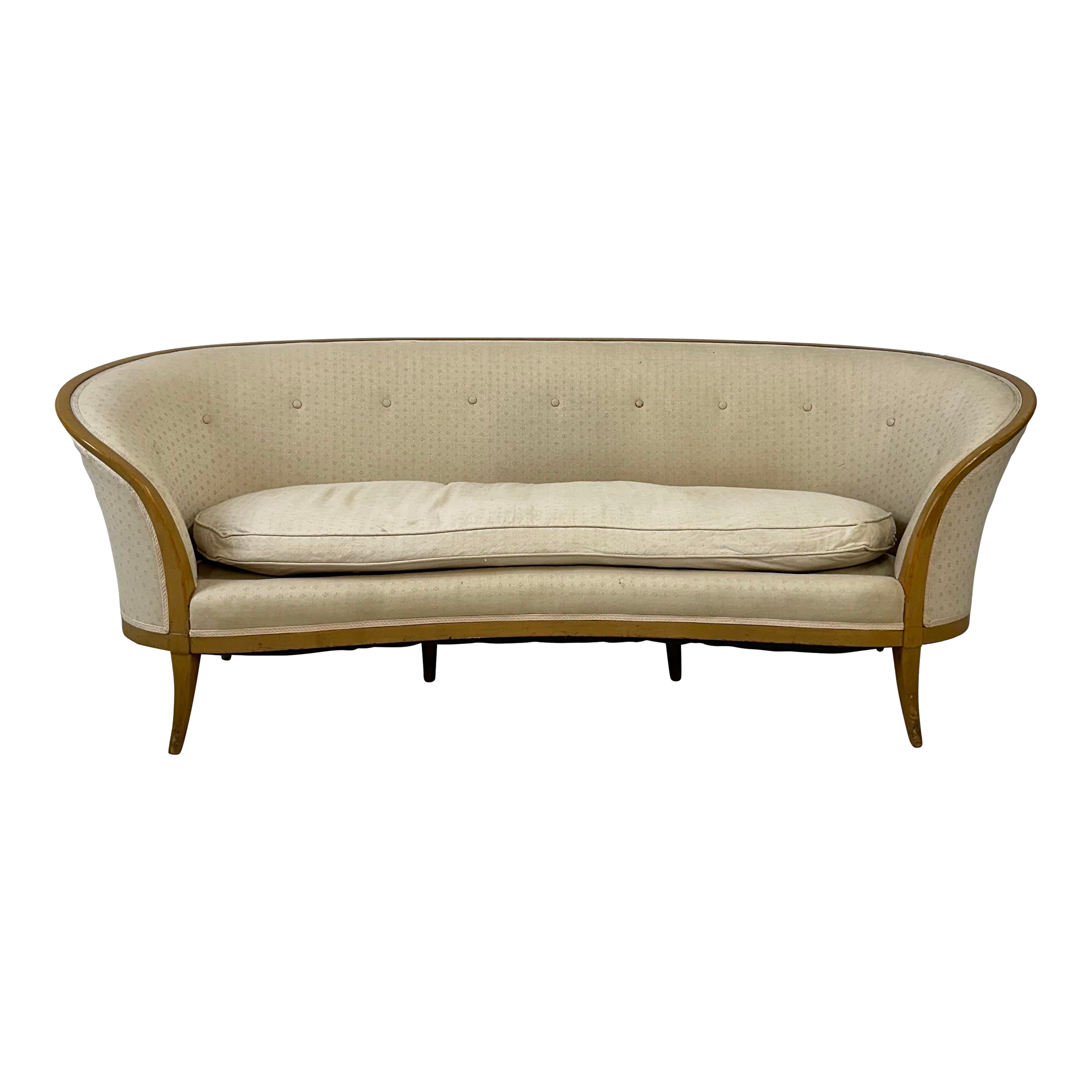 Art Deco Modern French Style Curved Tall Back Sofa | Chairish