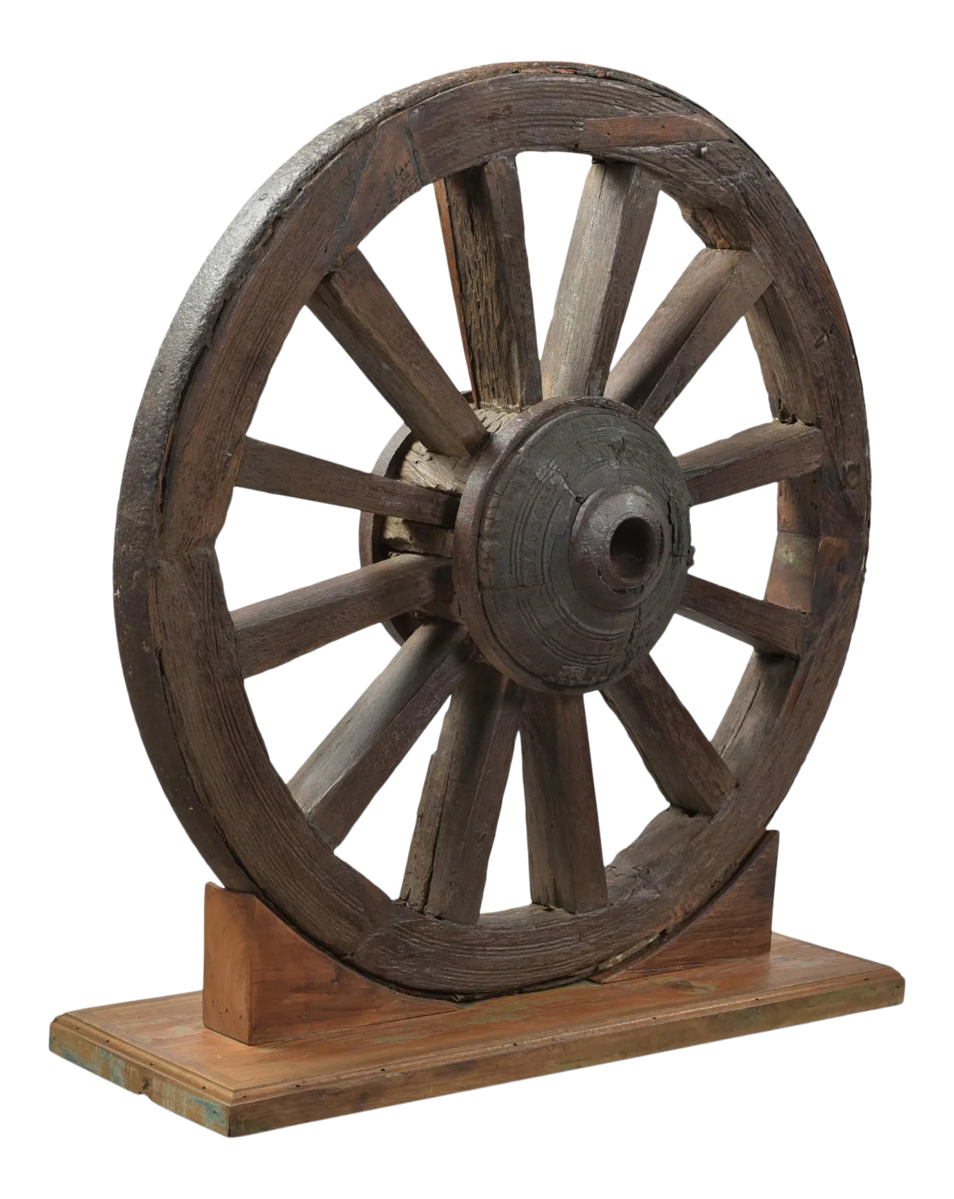 Antique Wood Wheel on Display Stand | Eclectic Western Décor Patio ...
