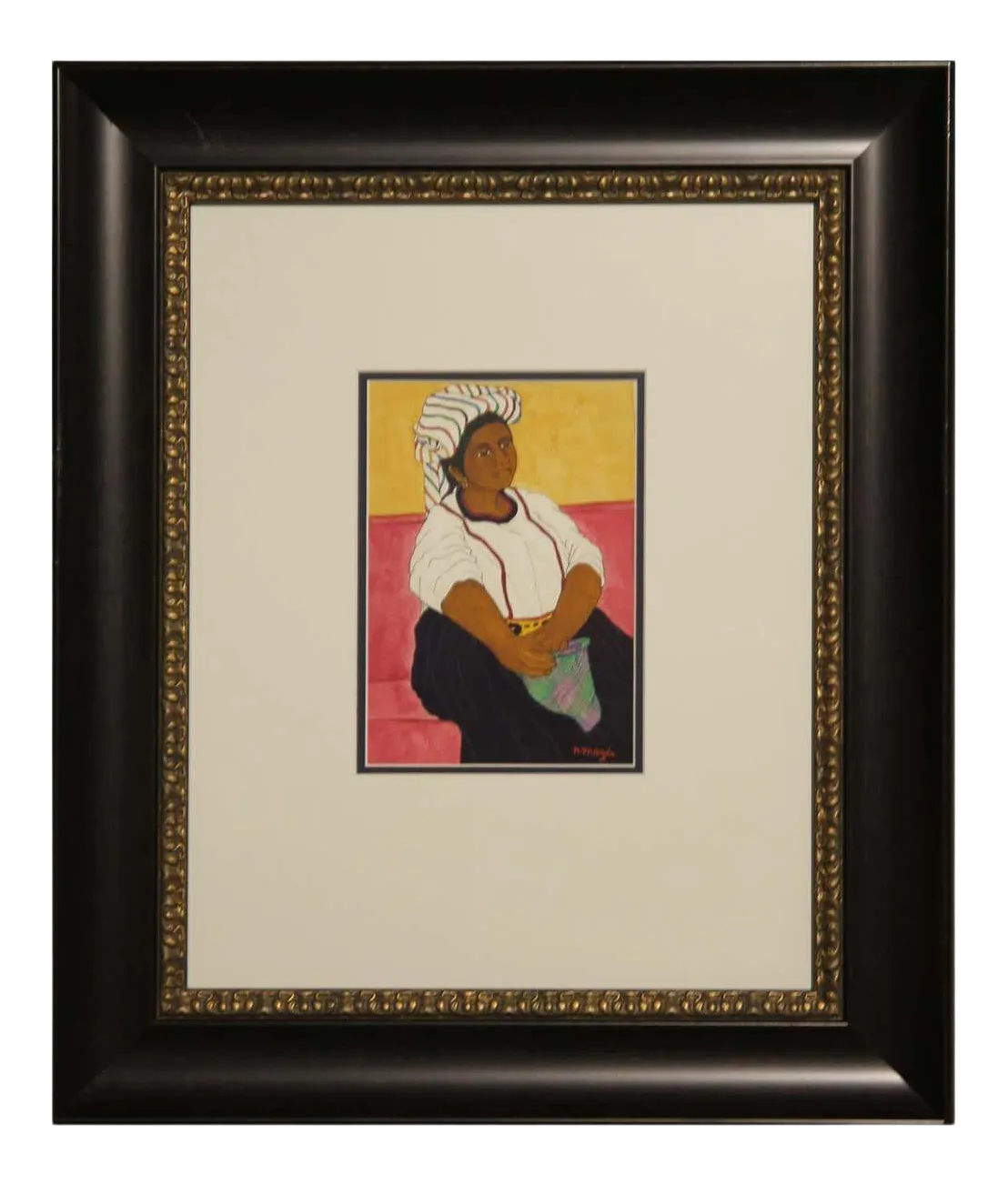 Nadine Mayes Colorful Watercolor Portrait of Seated Female in White ...