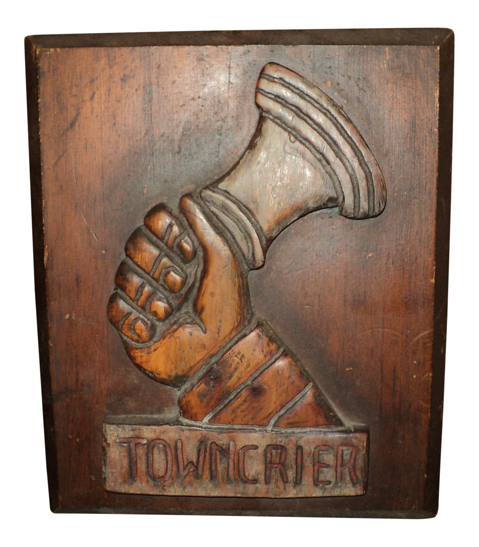 Antique Vintage Wood Hand Carved Sign | Chairish