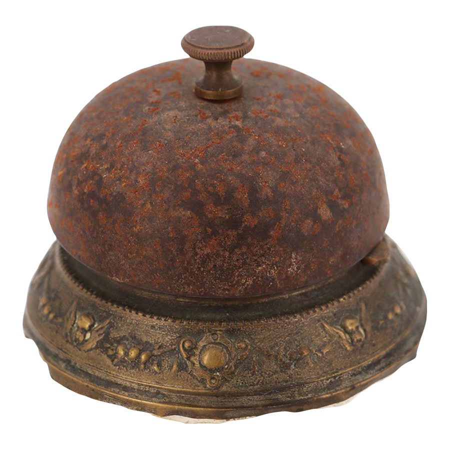 19th Century French Brass Bell Ringer Depicting Angels on the Base ...