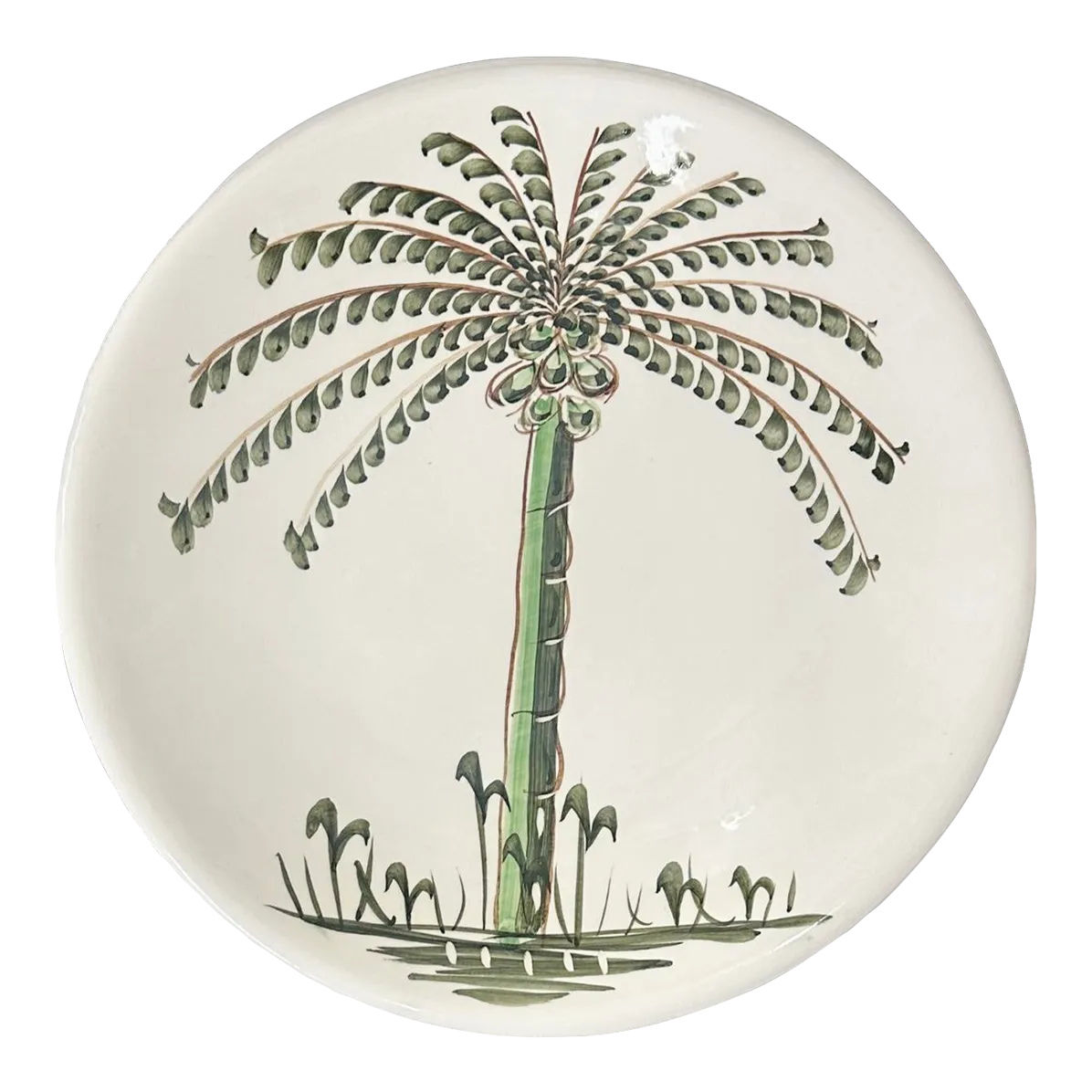 Hand-Painted Palm Tree Dinner Plate | Chairish