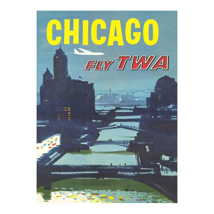 1955 TWA - Chicago Poster | Chairish