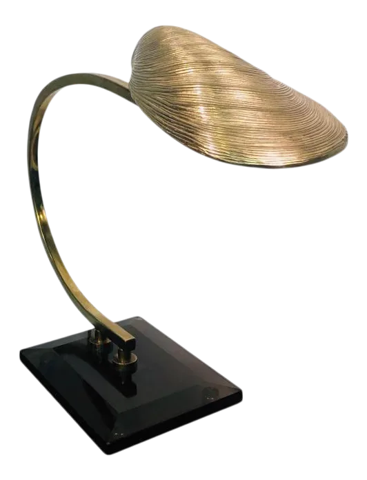 Italian Mussel Shell Desk Lamp in the Manner of Tommaso Barbi | Chairish