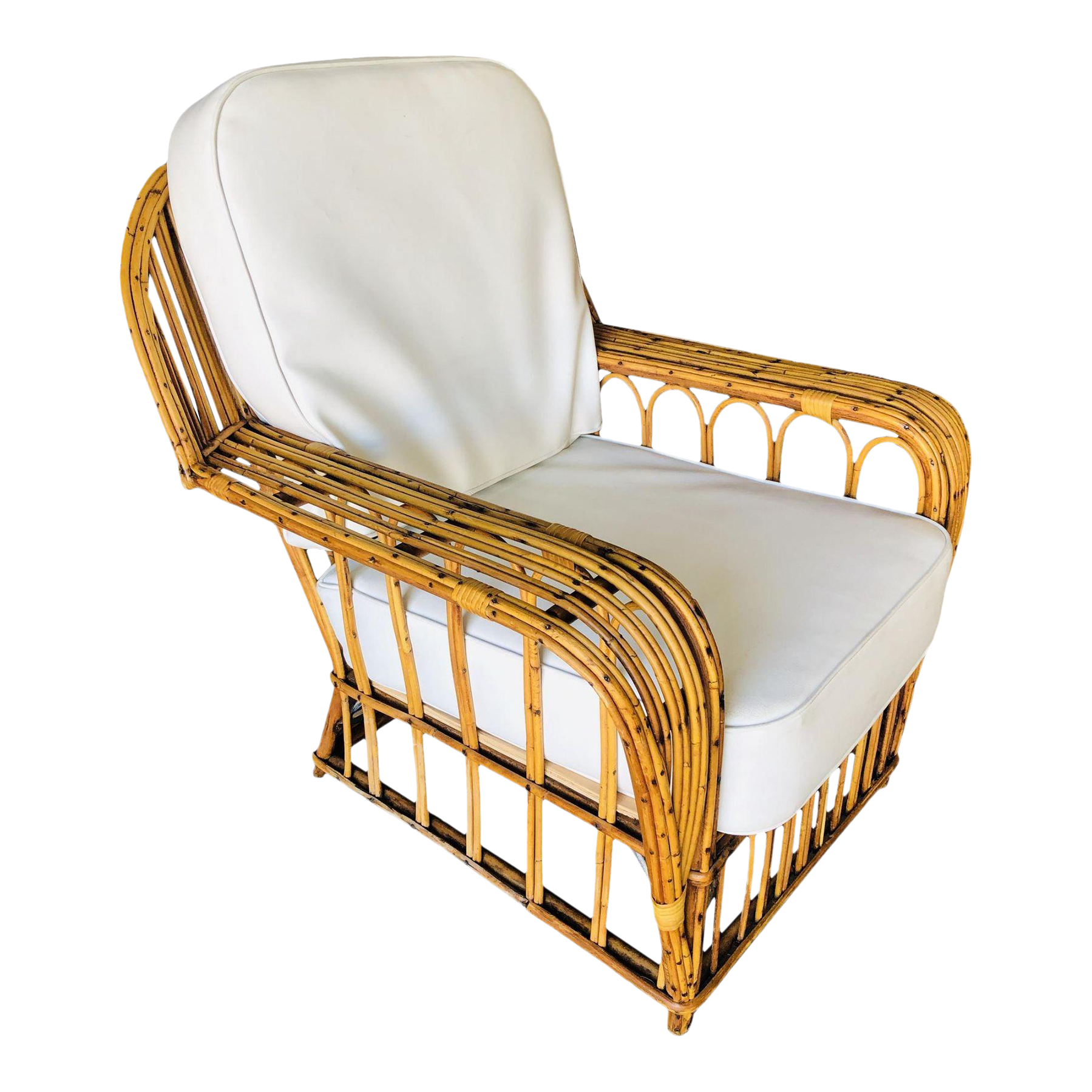 Restored Stick Reed Rattan Cathedral Arm Lounge Chair W/ Cobra Back ...