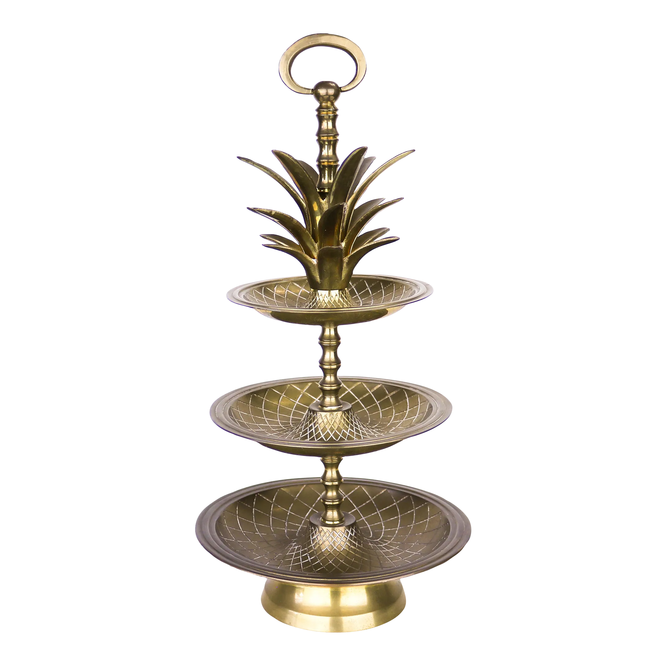 Vintage Brass 3 Tier Pineapple Tray Display Stand | Chairish