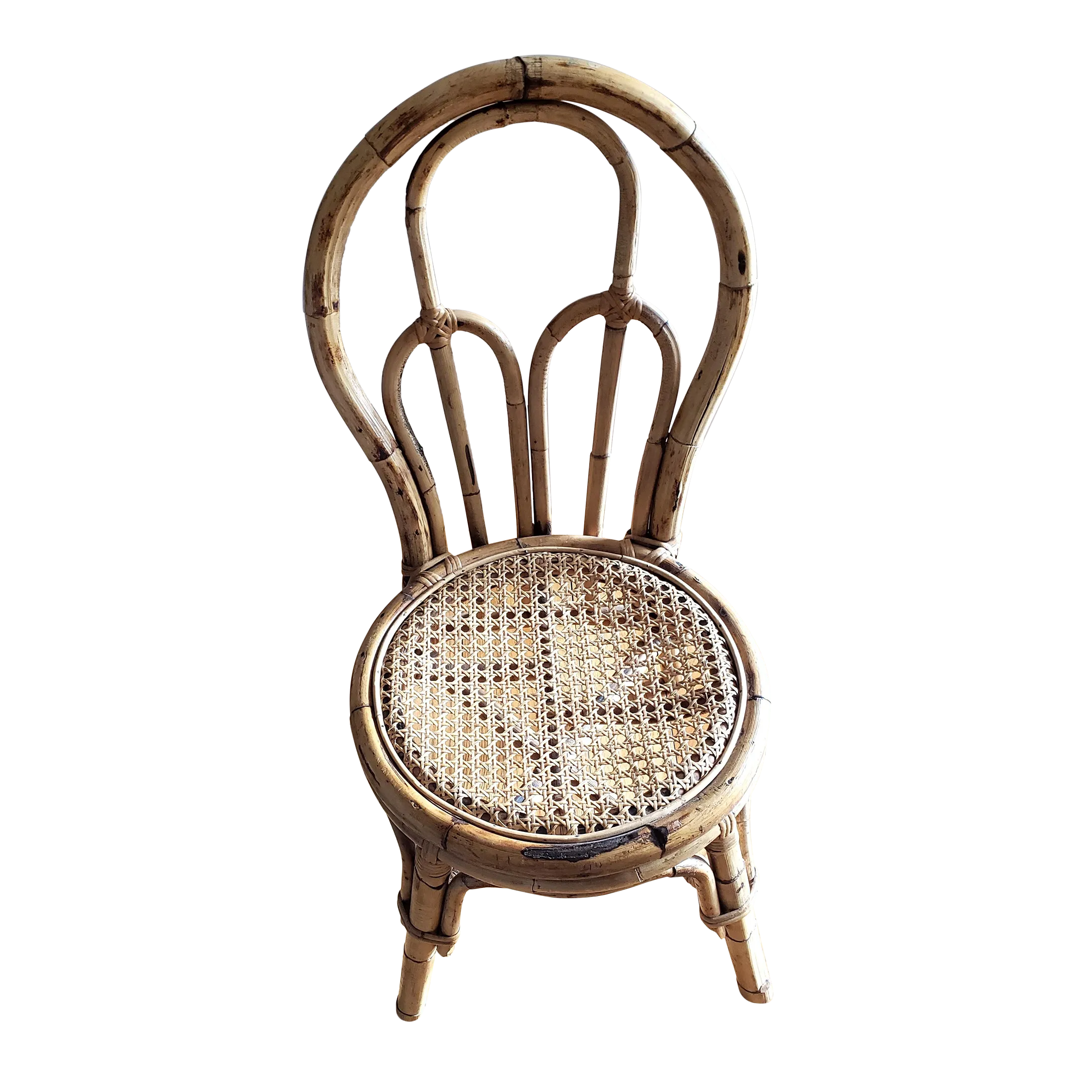 1940s French Style Rattan Hallway Telephone Chair With Cane Round ...