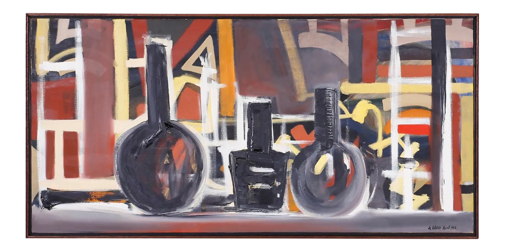 Modernist Still Life Painting on Canvas | Chairish