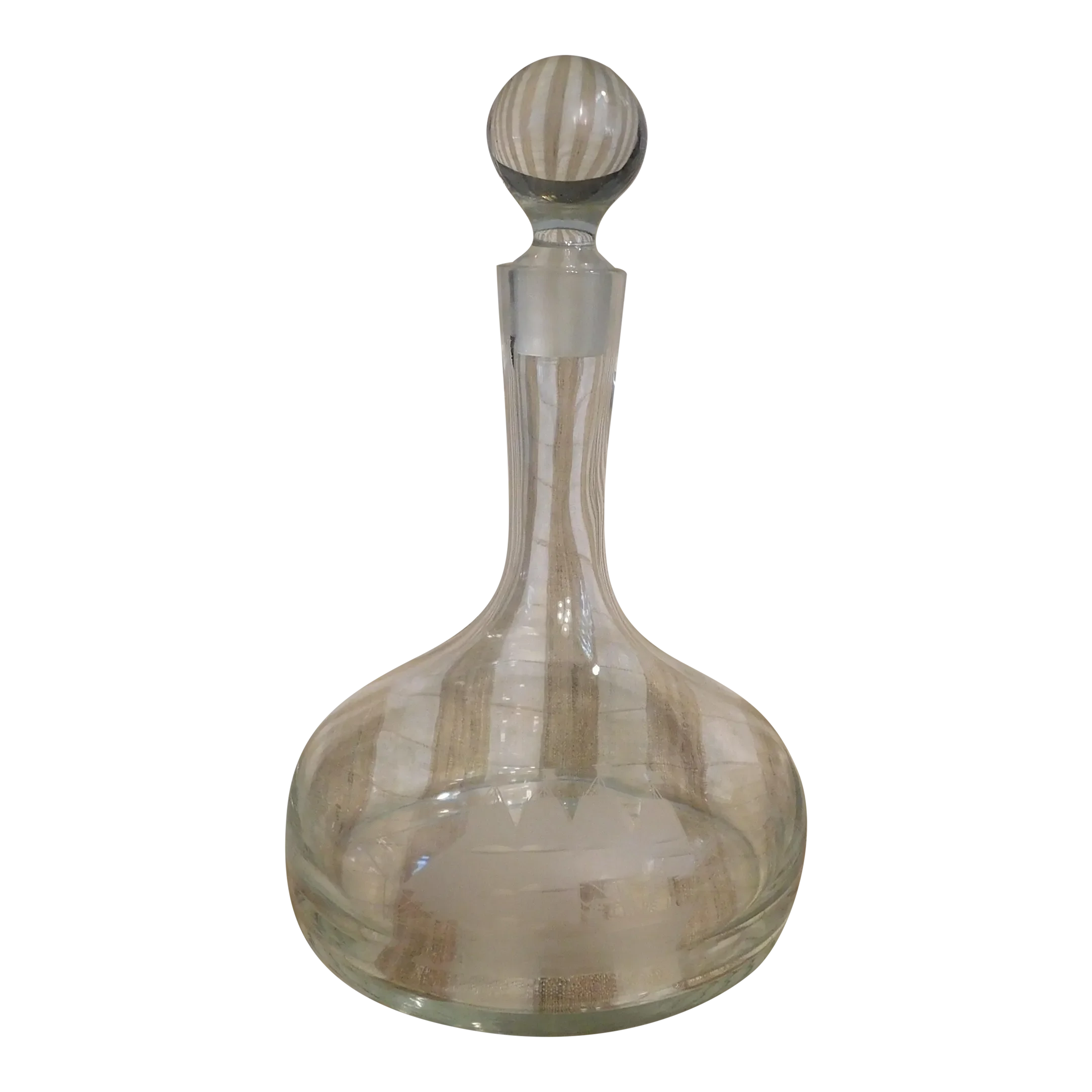 1930s Large Crystal Ships Decanter With Etched Ship | Chairish