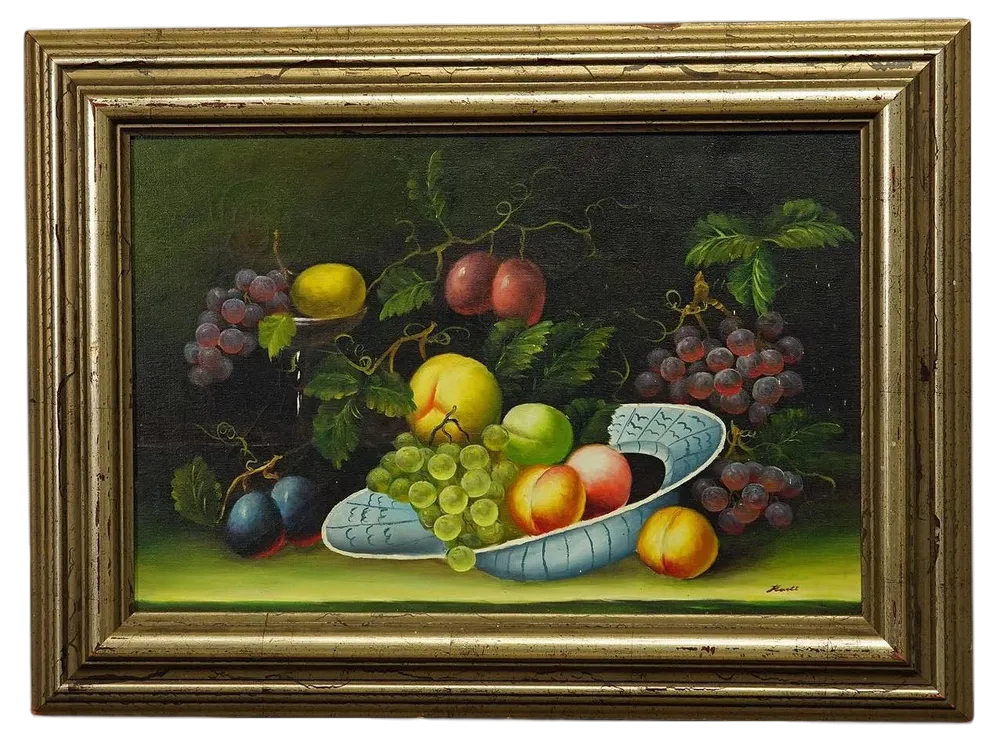 German Artist, Still Life with Fruits, Oil on Canvas, 1950s, Framed ...