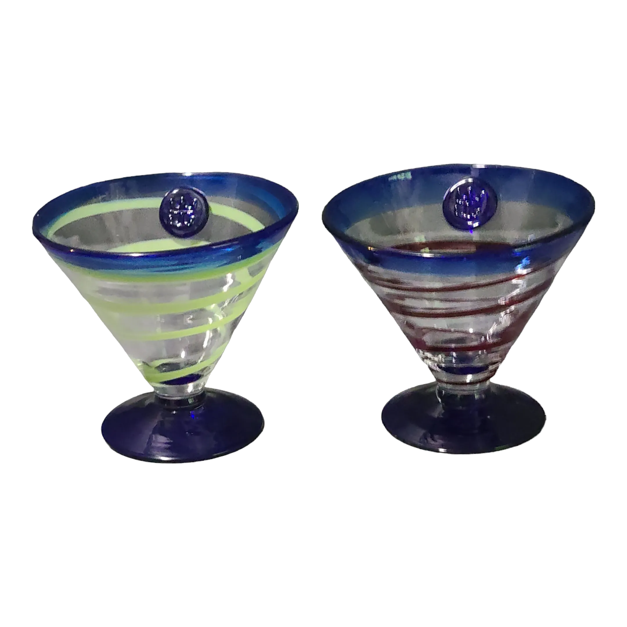 Pair of Late 20th Century Royal Caribbean Hand Blown Art Glass Martini ...
